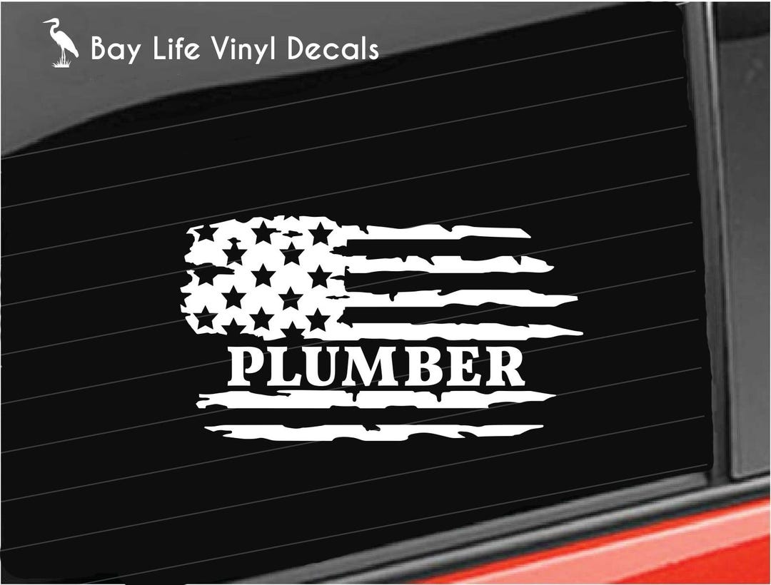 Distressed American Flag Plumber Vinyl Decal, Plumber Vinyl Decal, Home ...
