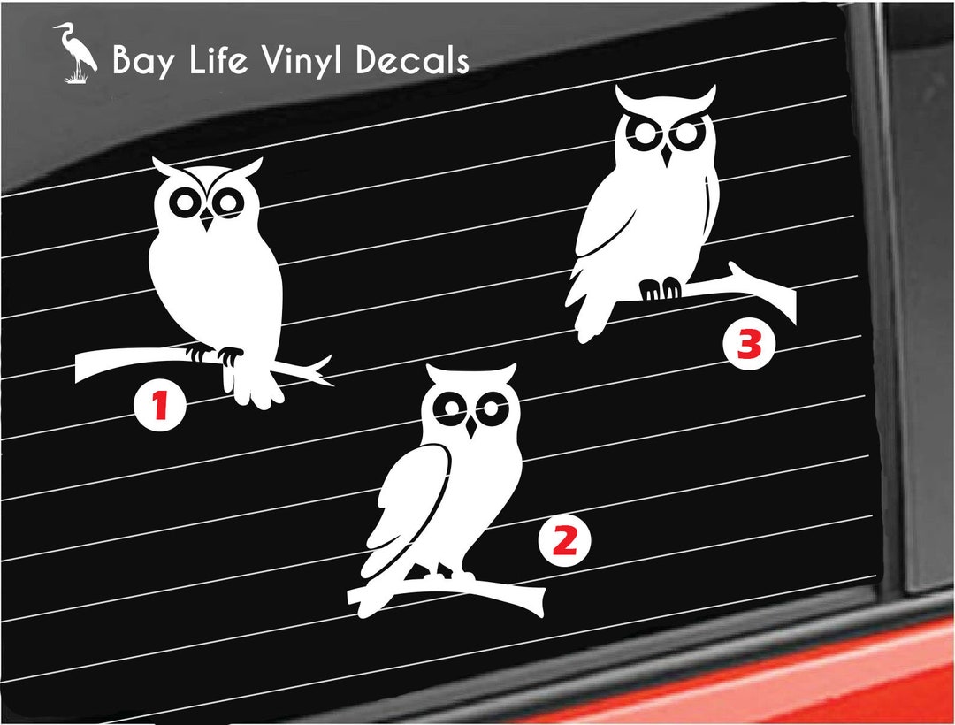 Owl Vinyl Decal, Forest Night Owls Decal, Birds Owl Sticker Decal Car ...