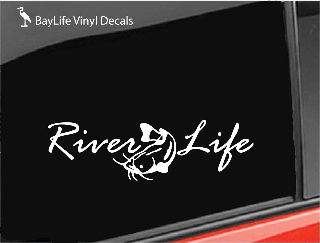 Catfish Fishing Decal, River Catfish Fishing Vinyl Decal, Fishing ...