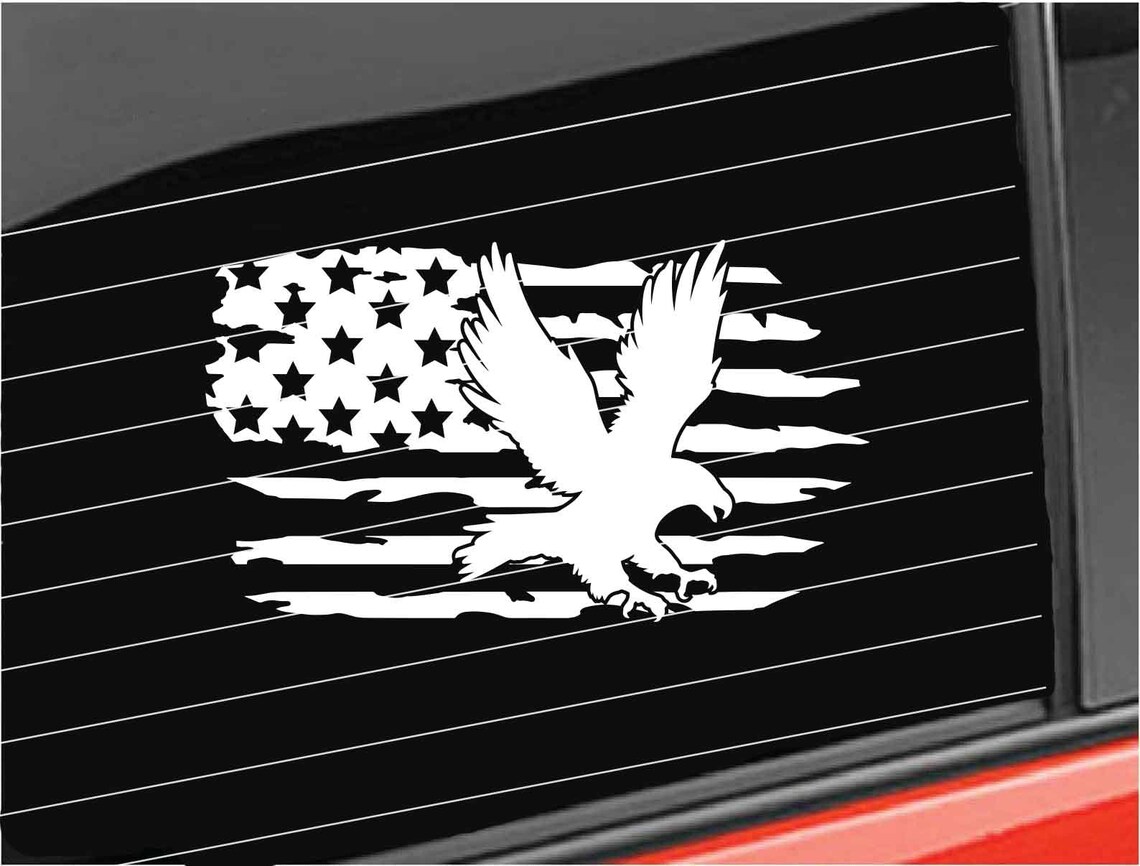 Distressed American Flag With Eagle Vinyl Decal, Eagle Vinyl Decal, USA ...