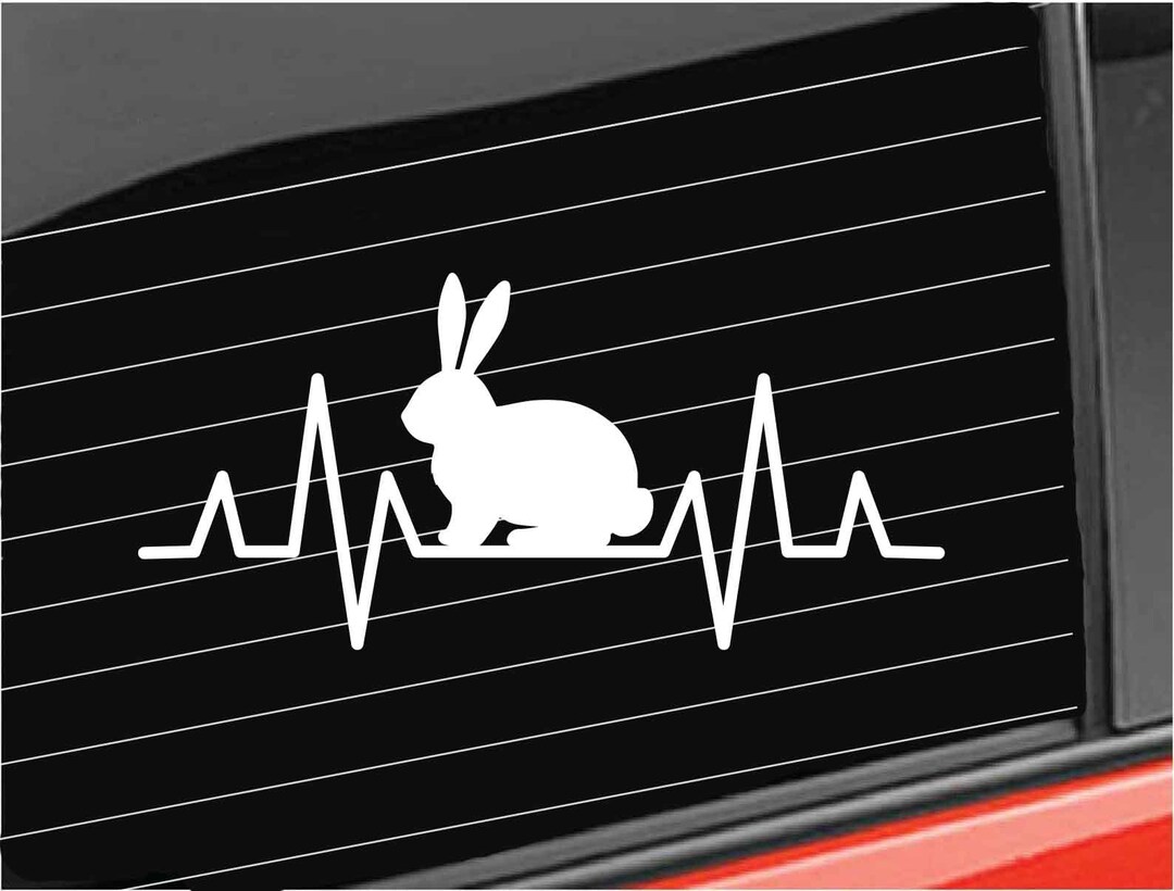 Heartbeat Bunny Vinyl Decal, Bunny Rabbit Decal, Heartbeat Love Rabbits ...
