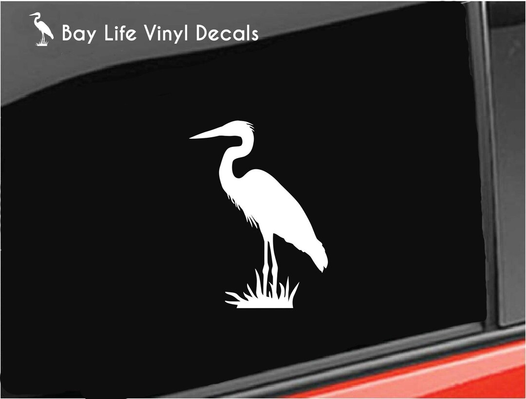 Blue Heron Vinyl Decal, Lake Pond Blue Heron Bird Vinyl Decal Car/truck ...
