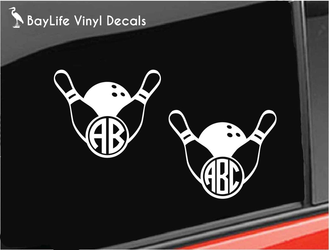 Bowling Personalized Vinyl Decal, Bowling Custom Initials Monogram ...