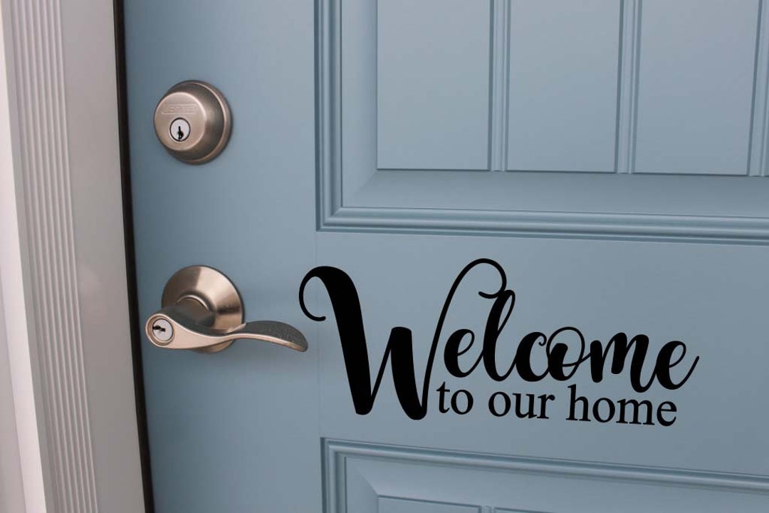 Front Door Greeting Vinyl Decal, Fancy Welcome Front Door Decal New ...