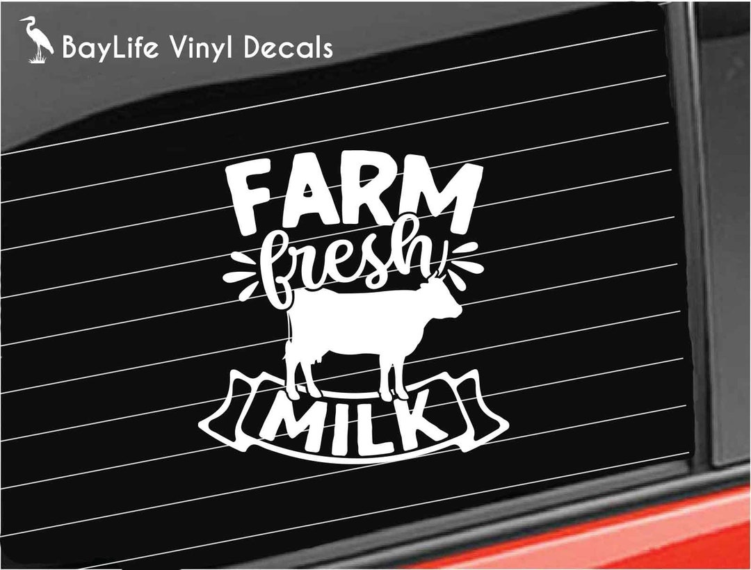 Farm Milk Vinyl Decal, Farm Fresh Milk Decal, Farm Milk Cow Home/laptop ...