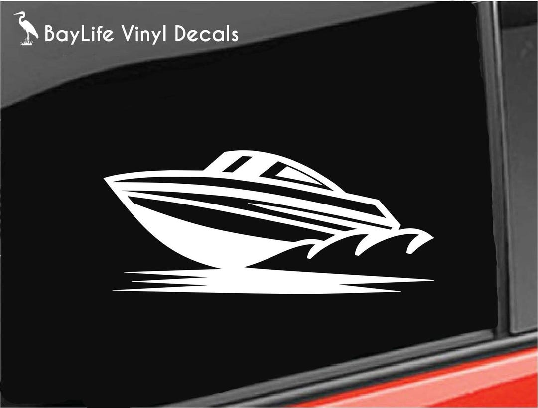 Speed Boat Vinyl Decal, Runabout Boat Fisherman Vinyl Decal, Lake River ...