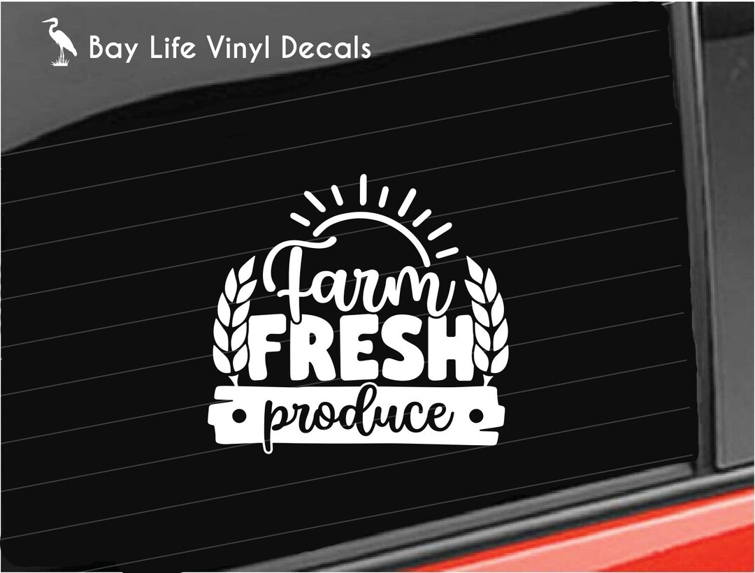 Farm Fresh Produce Vinyl Decal, Farm Produce Fruit Vegetables Decal ...