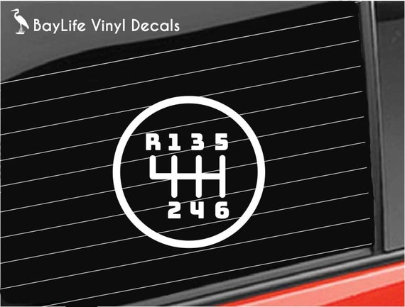 6 Speed Gear Vinyl Decal Stick Shift Manual Car Decal | Etsy