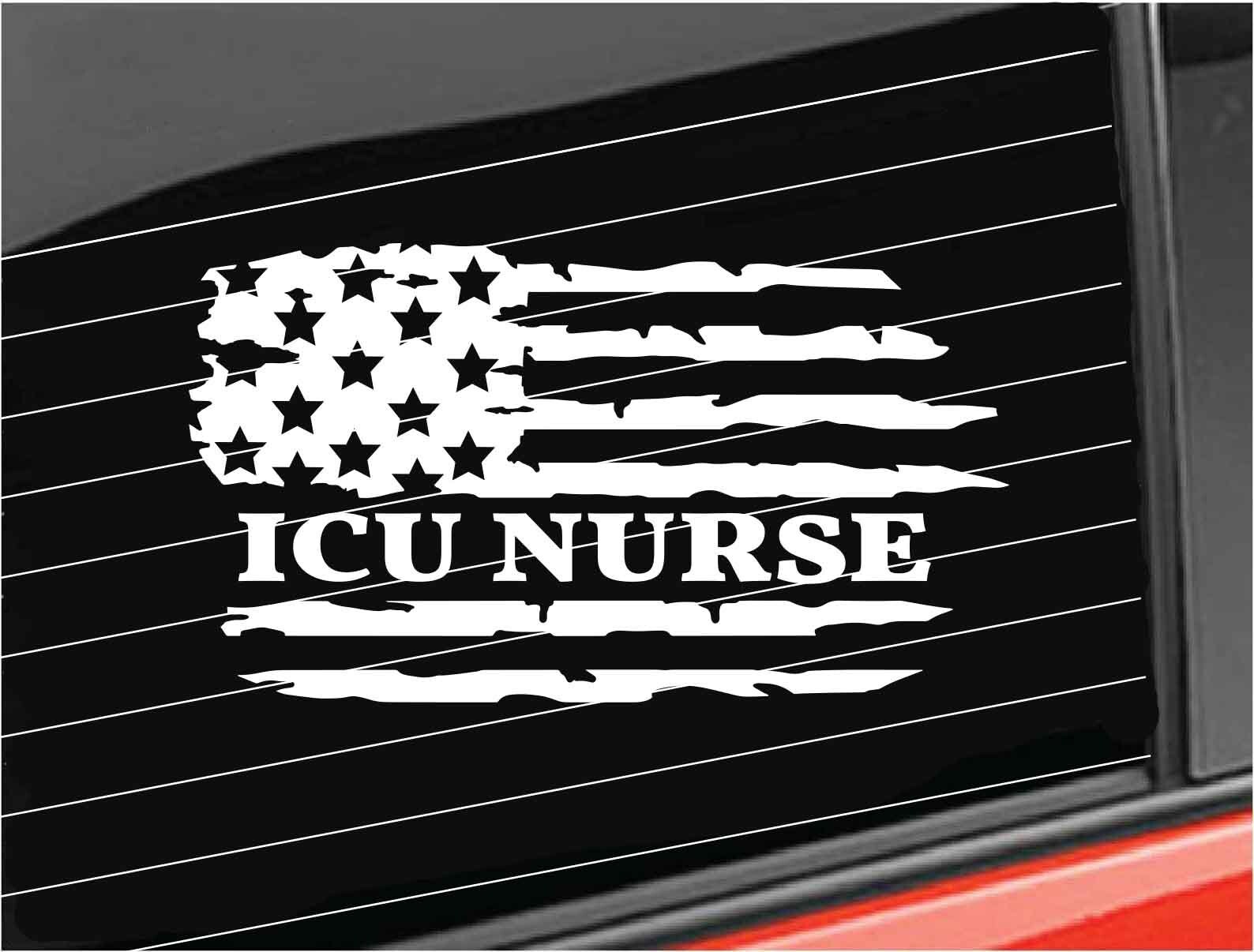 ICU Nurse Vinyl Decal Distressed America Flag ICU Nurse Decal - Etsy