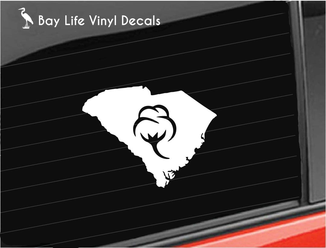 South Carolina State Cotton Farm Vinyl Decal, SC Cotton Farm Vinyl ...