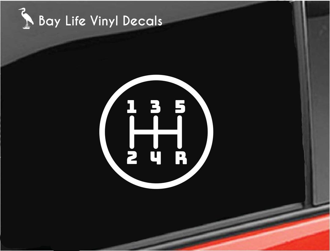 5 Speed Gear Vinyl Decal, Stick Shift Manual Car Decal Car/truck/laptop ...