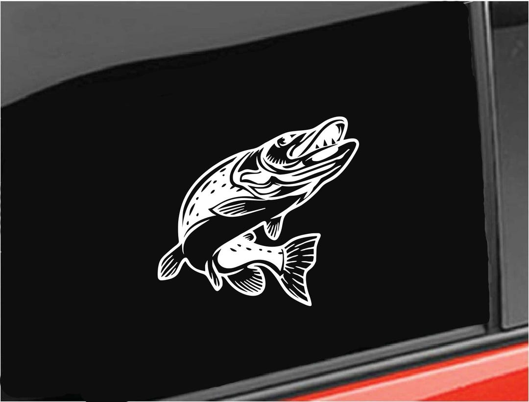 Pickerel Decal, Pike Muskie Fishing Vinyl Decal, Muskie Sticker ...
