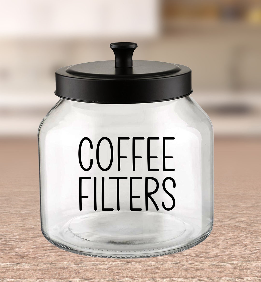 Coffee Filters Label / Pantry Decaf Coffee Vinyl Decal / Home ...