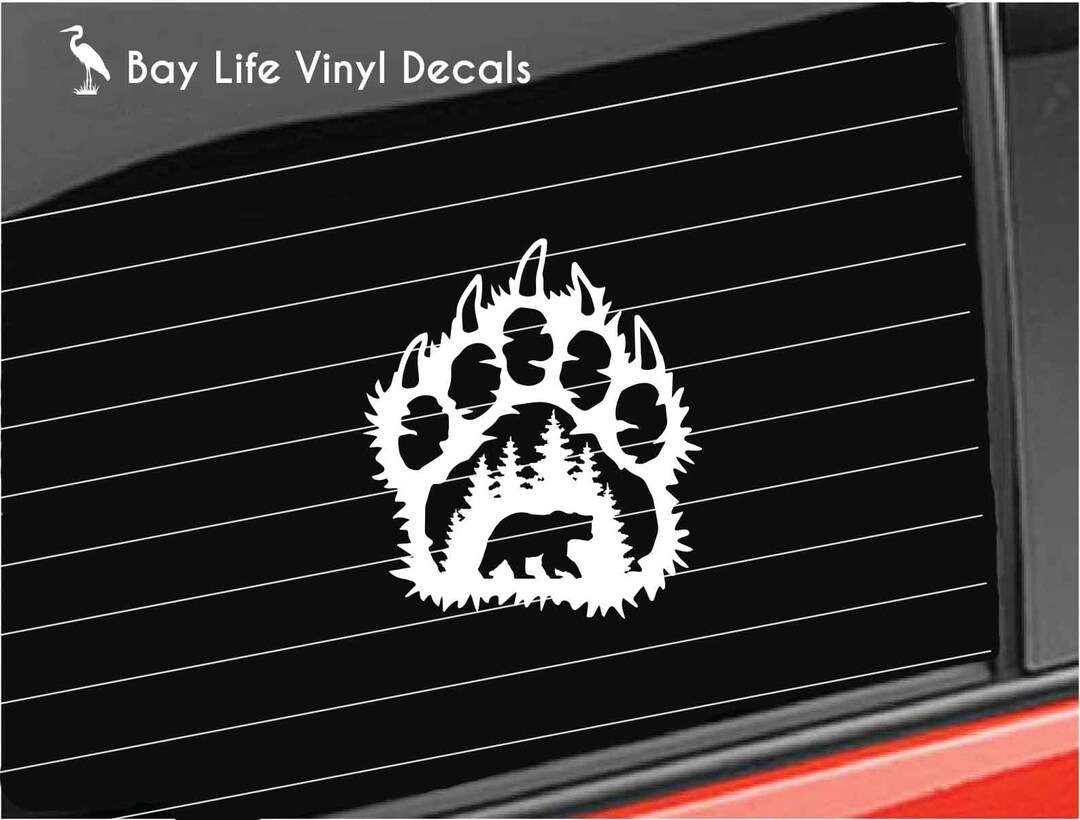 Bear Paw Mountain Decal, Bear Paw Forest Sticker, Mountains Forest Bear ...