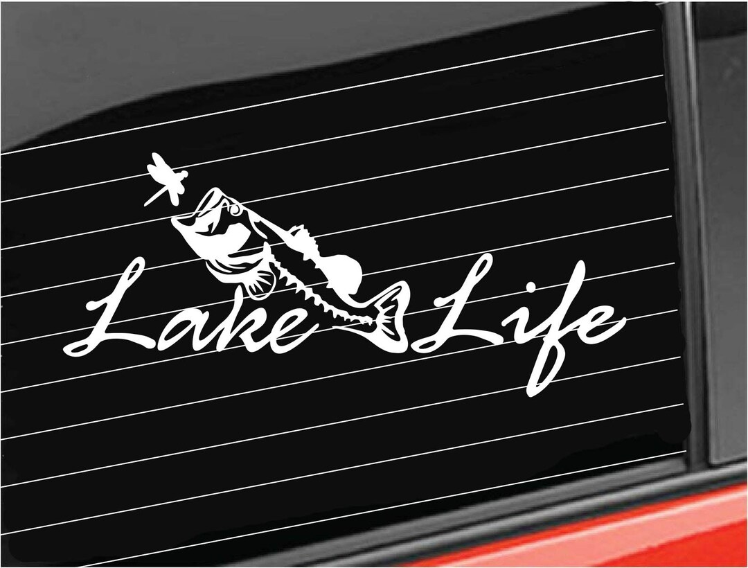 Bass Fishing Vinyl Decal, Lake Life Fishing Decal, Lake Life Fishing ...