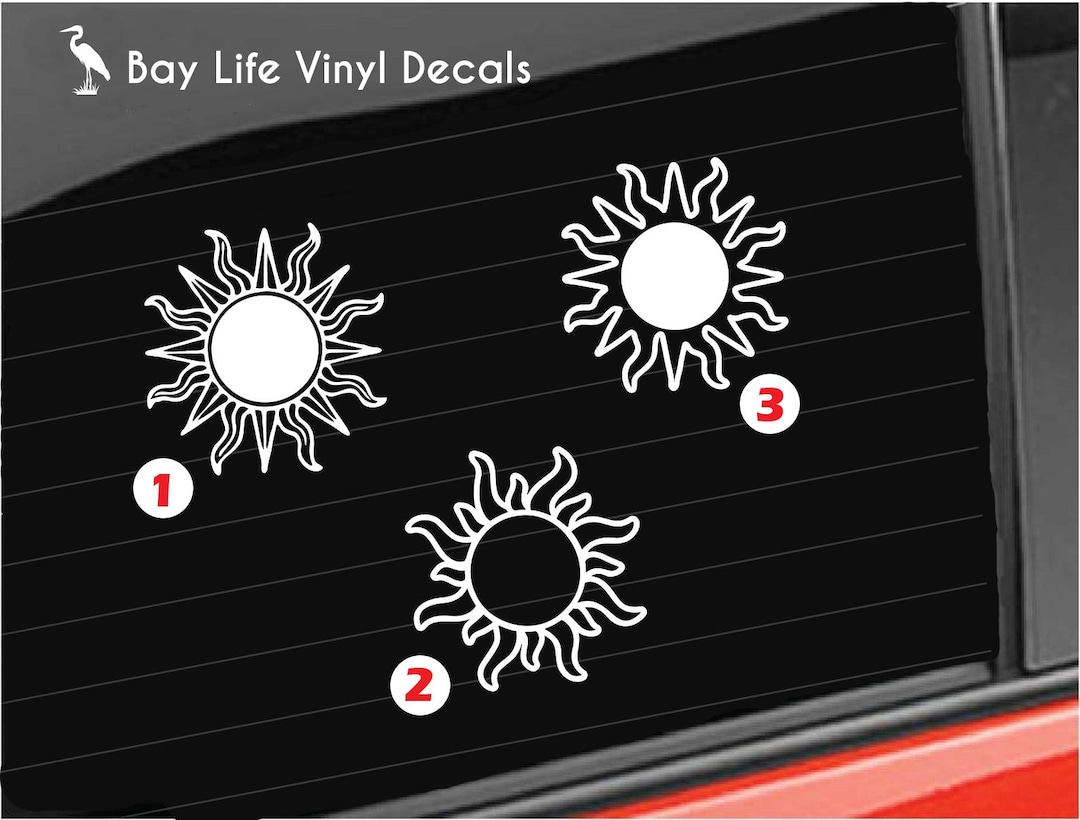 Sun Vinyl Decal, Abstract Sun Vinyl Decal, Sun Celestial Decal Car ...
