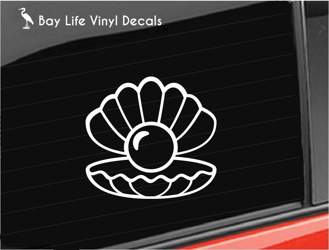 Clam Pearl Vinyl Decal, Ocean Clam Starfish Shell Decal, Clam With ...
