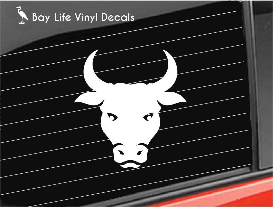 Bull Head Horns Decal, Dairy Farm Cow Bull Decal, Farm Animals Vinyl ...
