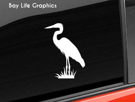 Blue Heron Vinyl Decal Lake Pond Blue Heron Bird Vinyl Decal - Etsy