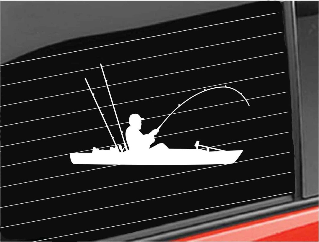 Kayak Fishing Vinyl Decal, Guy Fisherman Vinyl Decal, Kayak Guy Fishing ...
