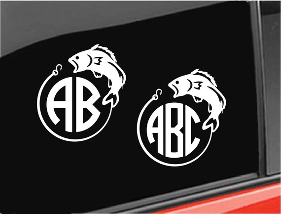 Bass Fishing Monogram Decal Custom Name Monogram Decal | Etsy