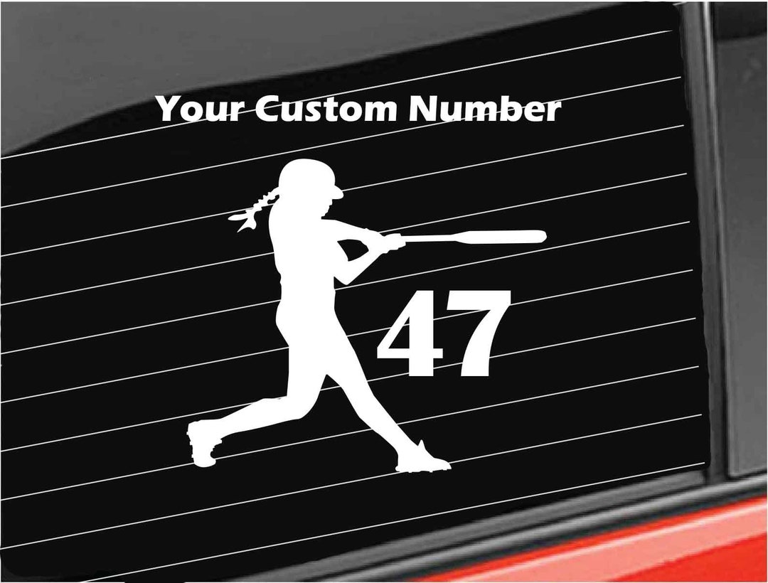 Women Softball Custom Number Vinyl Decal, Personalized Number Softball ...