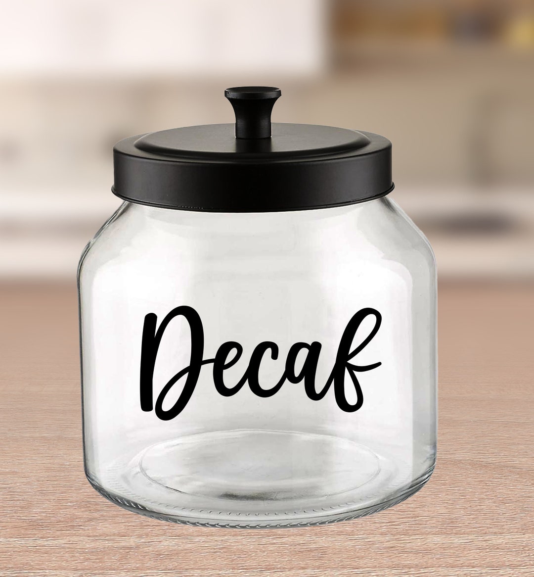 Decaf Coffee Label / Kitchen Coffee Decal / Home Organization Label for ...