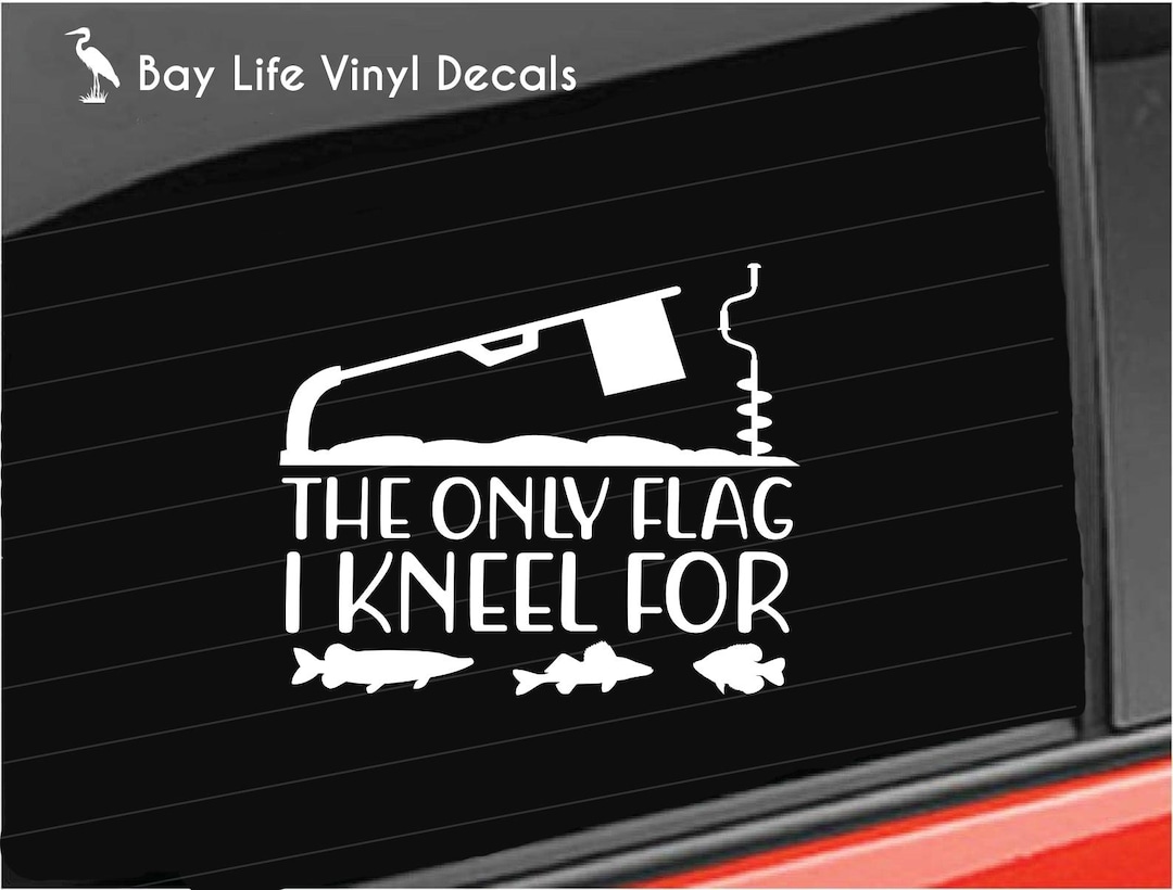 Ice Fishing Vinyl Decal, Ice Fishing Flag Sticker Decal, Ice Fishing ...