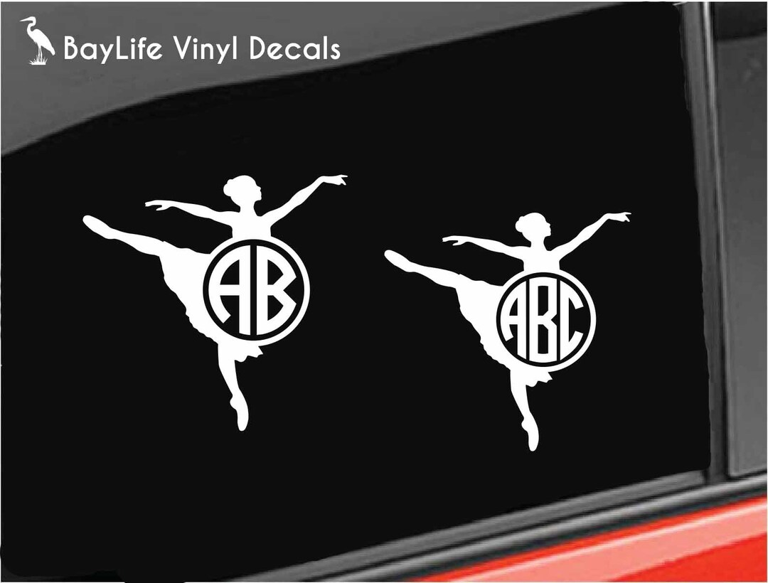 Ballet Monogram Decal, Ballet Vinyl Decal, Window Initial Monogram ...