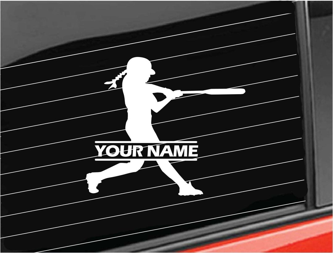 Women Softball Vinyl Decal, Custom Name Softball Decal for Women, Car ...