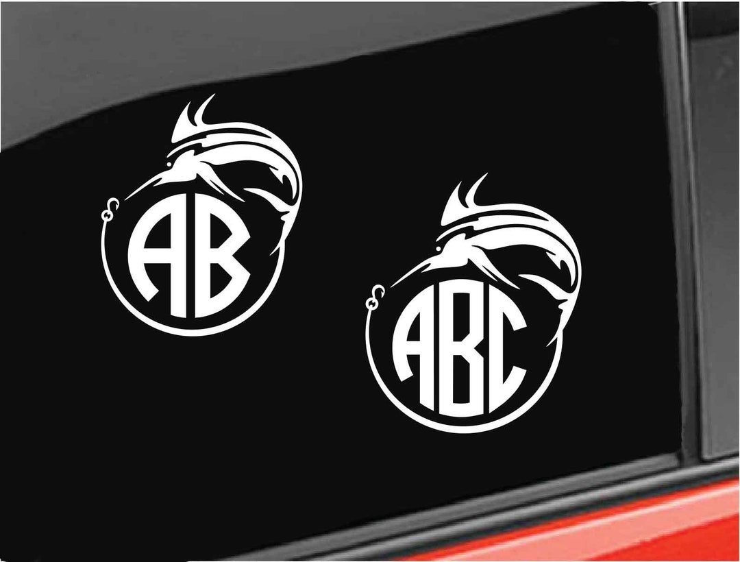 Marlin Fishing Vinyl Decal, Custom Tumbler Decal, Monogram Fishing ...