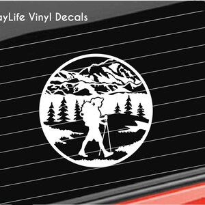 Female Hiker Vinyl Decal, Woman Hiker Mountains Outdoor, Hiking ...