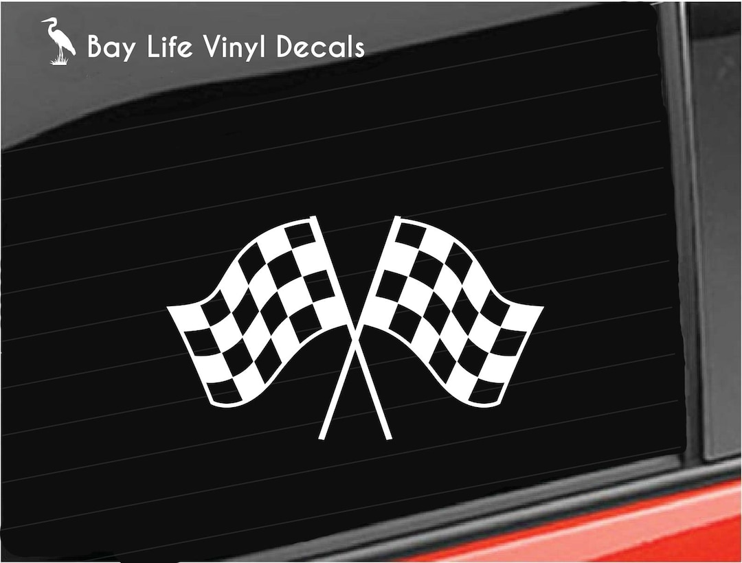 Checkered Racing Flags Vinyl Decal, Racing Flag Decal, Racing Decal ...