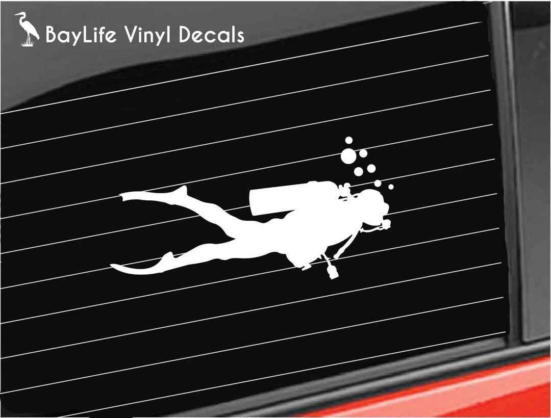 Scuba Diver Vinyl Decal Scuba Diving Sticker Decal, Snorkeling Decal ...