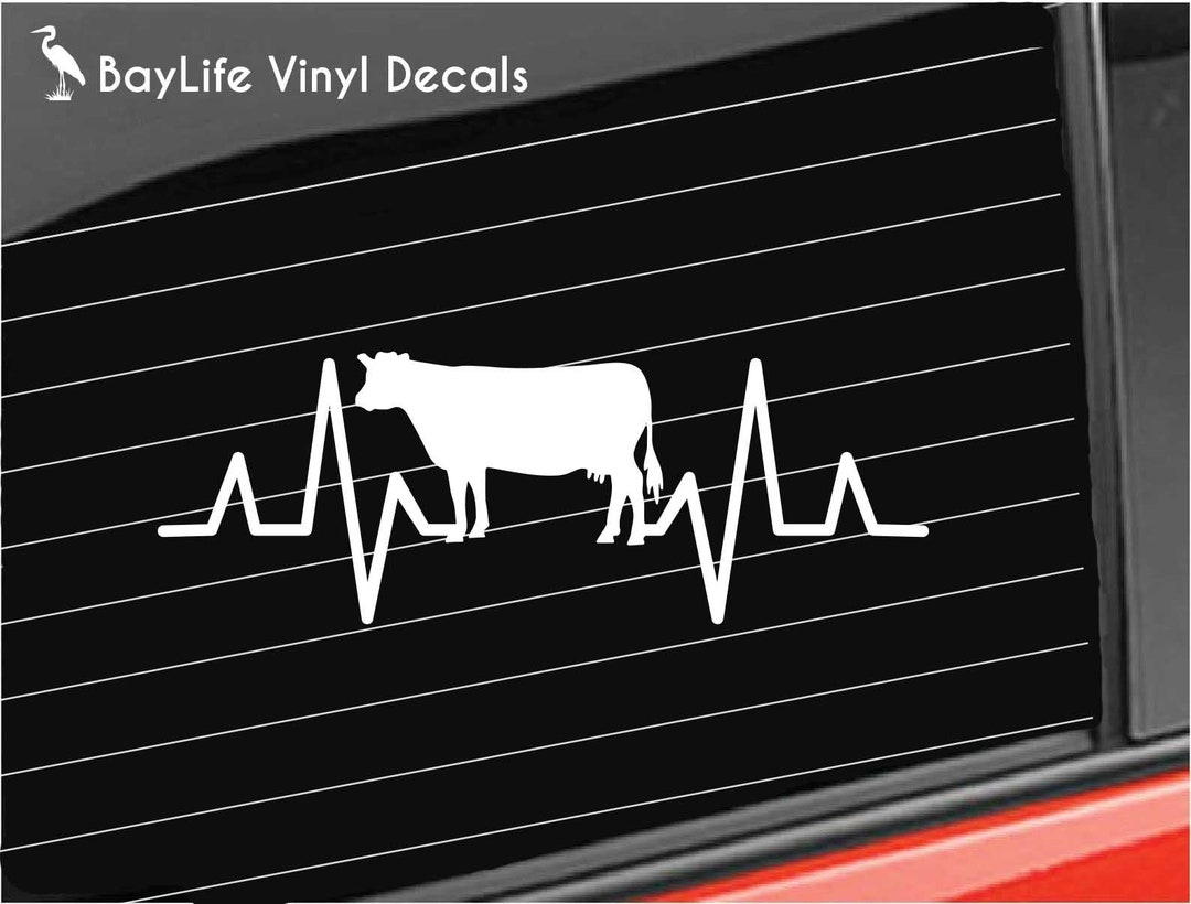 Heartbeat Cow Vinyl Decal, Farm Milk Cow Vinyl Decal, Dairy Farm Cow ...