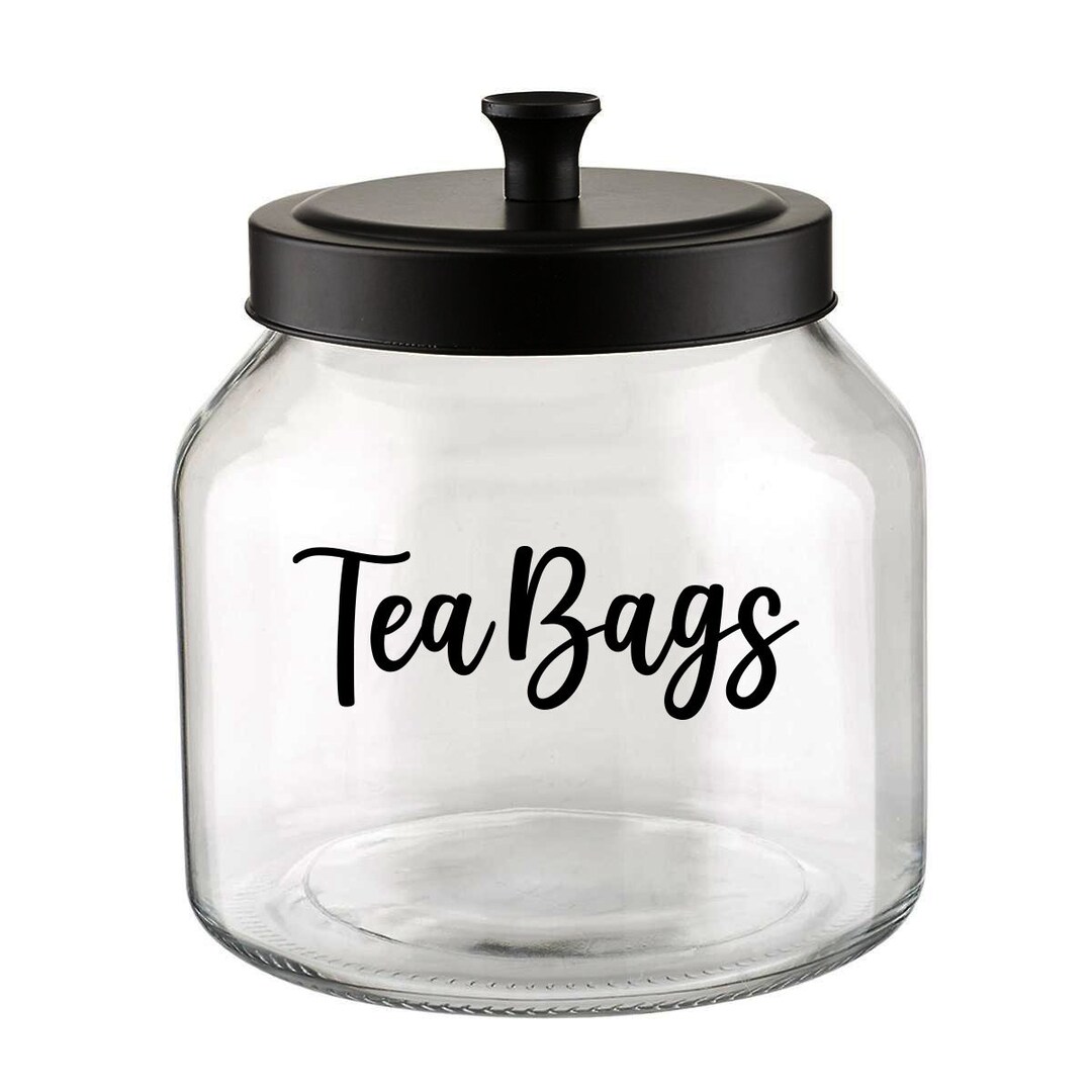 Tea Bags Label, Kitchen Tea Bags Vinyl Decal, Kitchen Pantry Stickers ...
