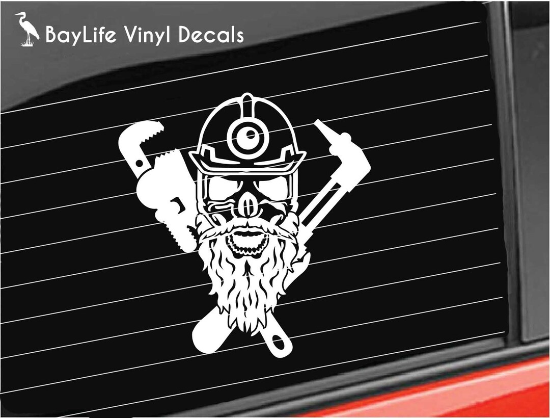 Metal Worker Welder Vinyl Decal, Beard Skull Welder Vinyl Decal ...