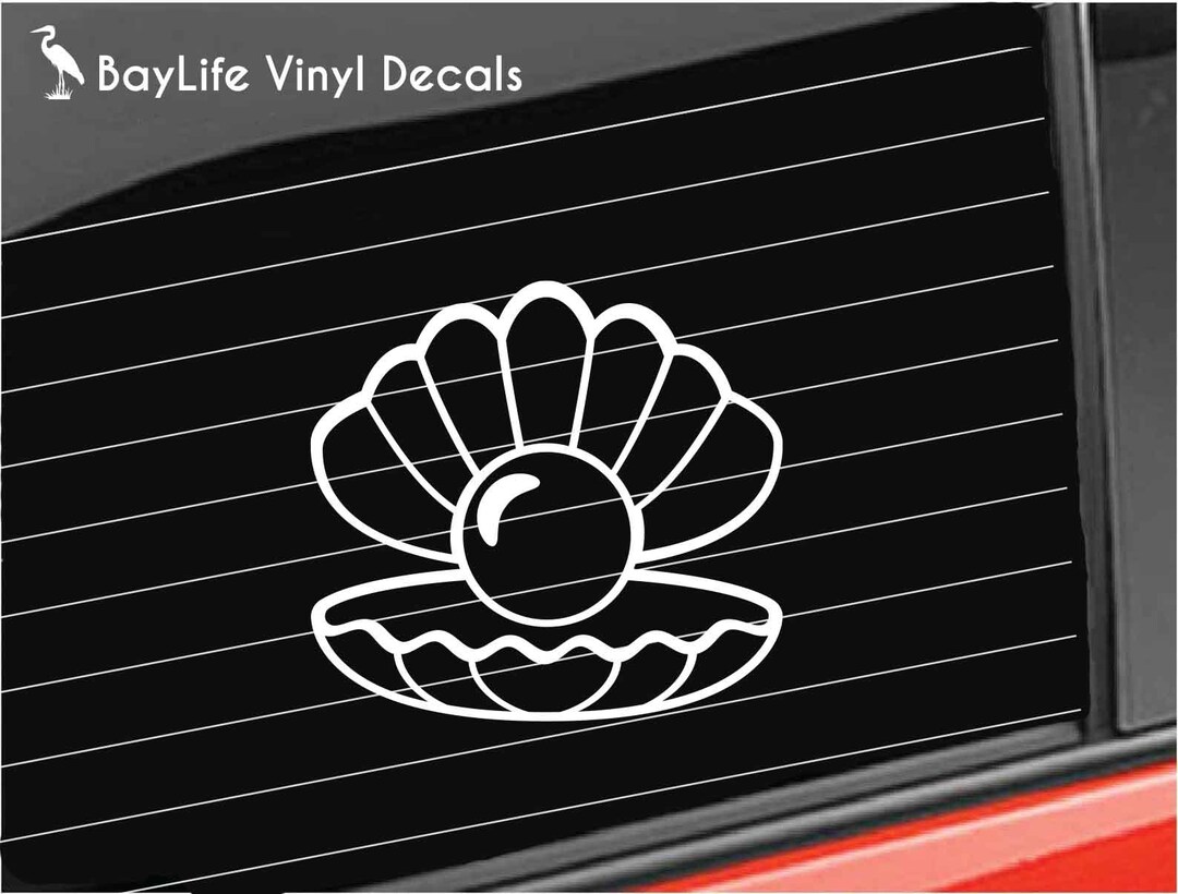 Clam Pearl Vinyl Decal, Ocean Clam Starfish Shell Decal, Clam With ...
