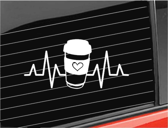 Heartbeat Coffee Vinyl Decal Love Coffee Vinyl Decal Coffee | Etsy