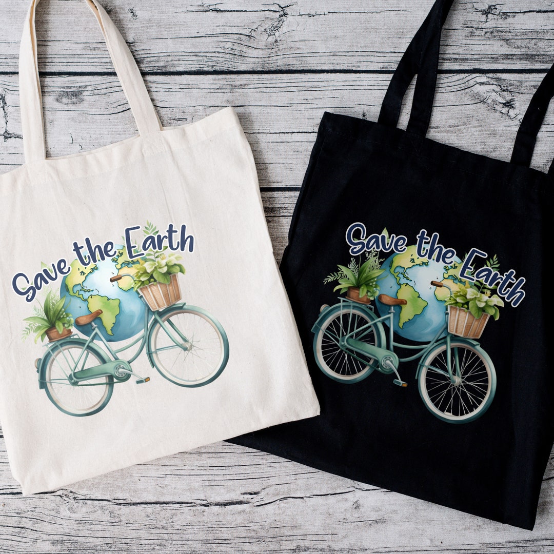 Canvas Tote Save the Earth Design, Eco-friendly Save the Earth Bag ...