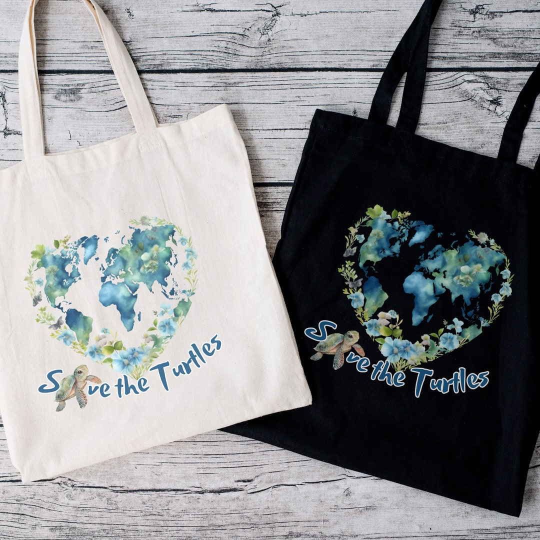 Save the Sea Turtles Eco-friendly Canvas Tote, Sea Turtles Conservation ...