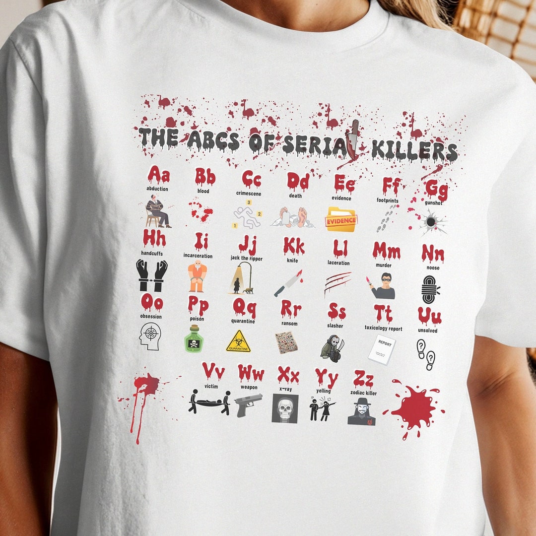 Abcs of Serial Killers Halloween Themed Shirt | Spooky Serial Killer ...