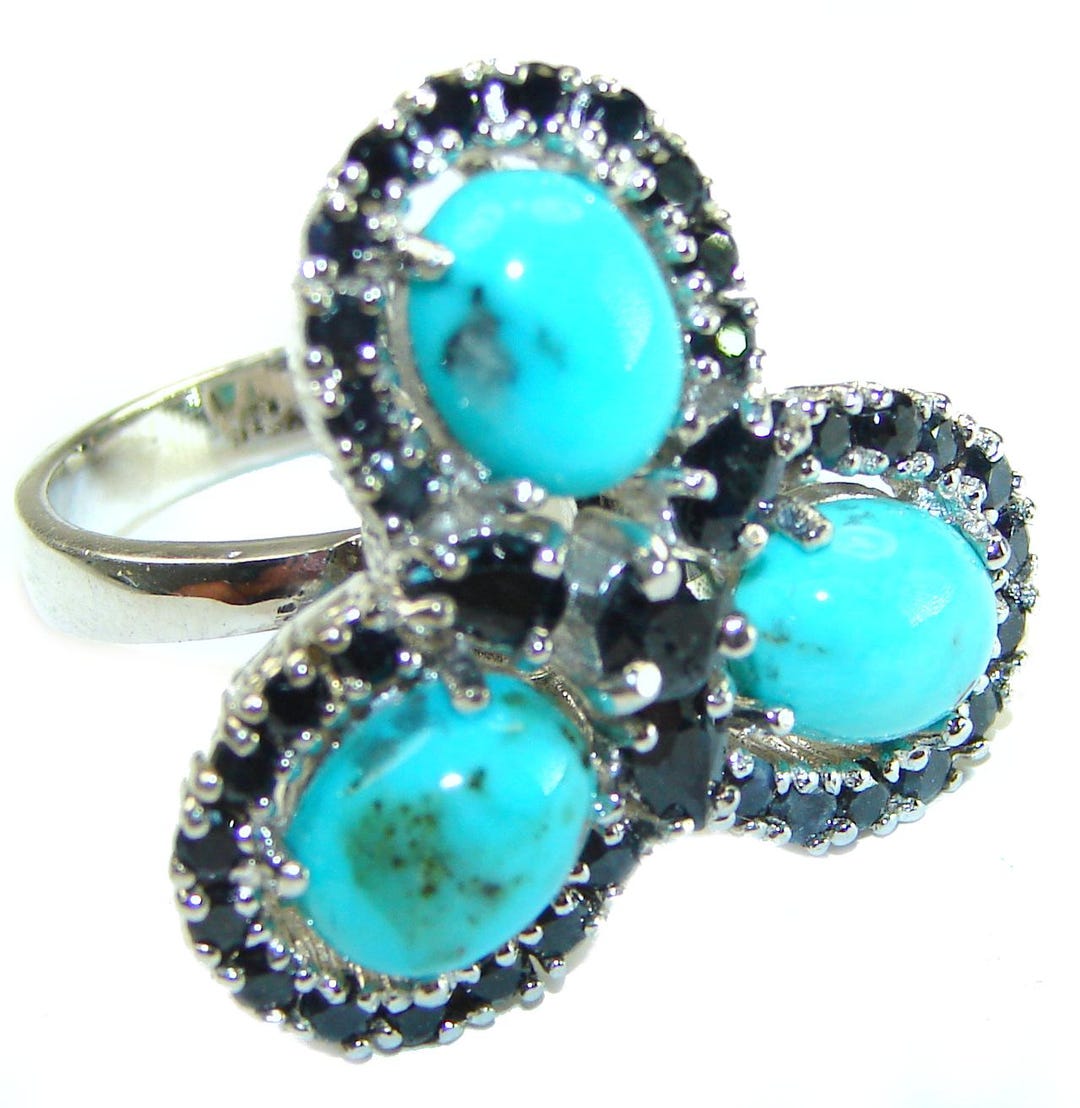 Alexandria Solid Blue Turquoise Sapphire .925 Sterling Silver ...