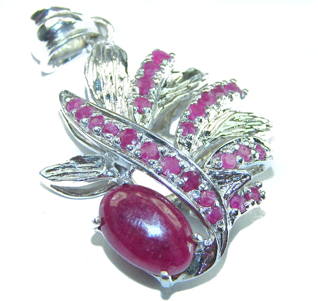 Luxurious Style Red Ribbon Ruby .925 Sterling Silver Handmade Pendant ...