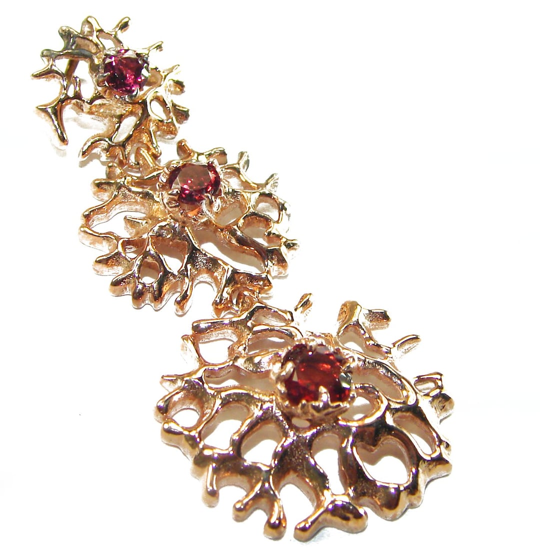 Ocean Reef Garnet 14K Gold Over .925 Sterling Silver Handmade Pendant ...