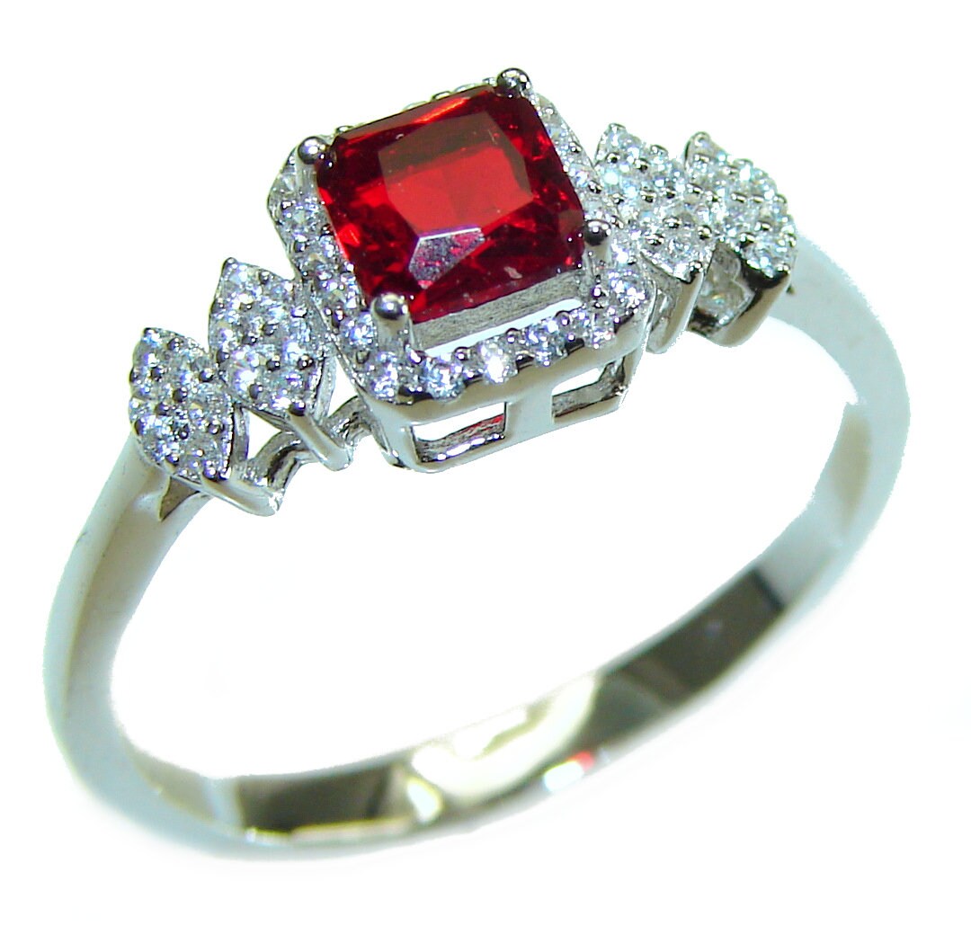 Timeless Treasure Red Topaz .925 Sterling Silver Ring Size: 8 1/4 - Etsy