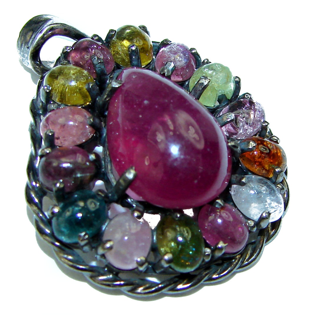 Precious Treasure Genuine Ruby .925 Sterling Silver Handmade Pendant - Etsy