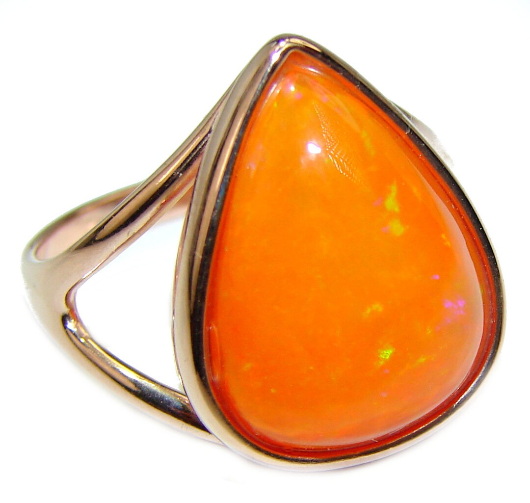 California Dream Mexican Opal 18K Rose Gold Over .925 Sterling - Etsy