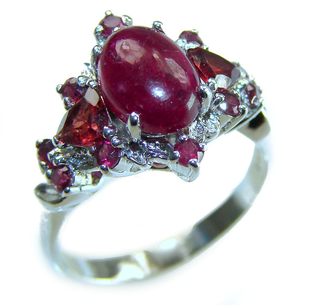 Spectacular 5.3ct Ruby Oval Cocktail Ring in 925 Sterling Silver ...