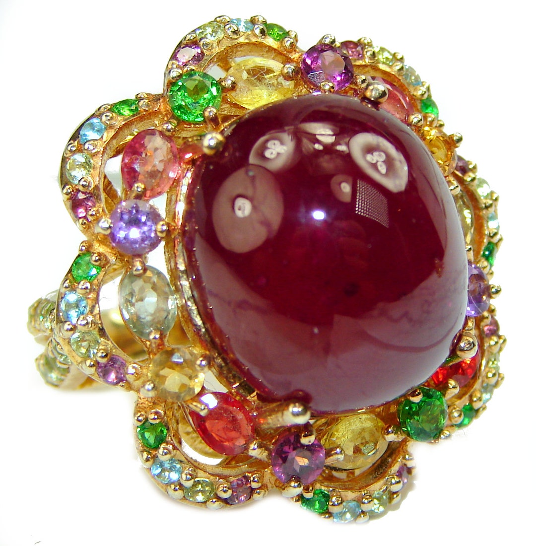 Infinity Unique Ruby Sapphire 14K Gold Over .925 Sterling - Etsy